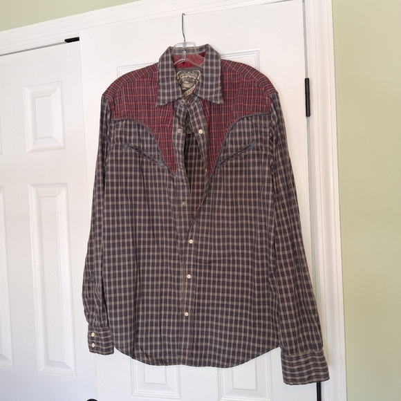 Social USA | Shirts | Mens Western Snap Shirt Red And Gray | Poshmark